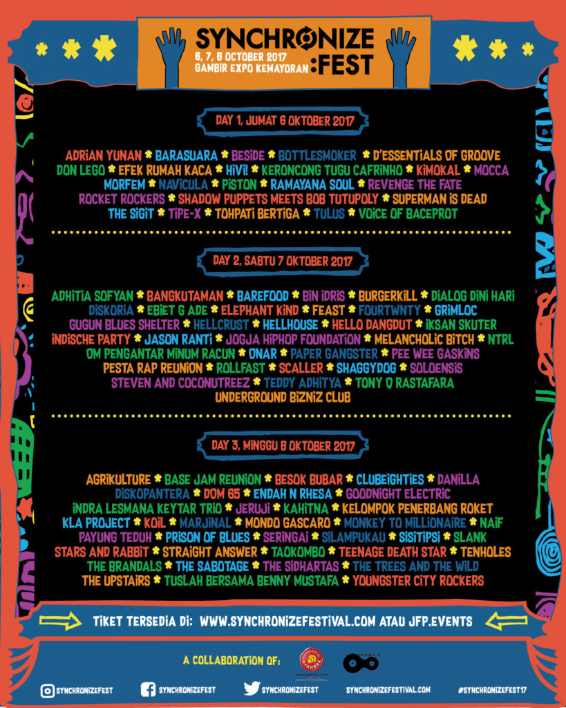 Synchronize Festival 2017 Hadirkan 95 Grup Musik Tanah Air - ULTIMAGZ